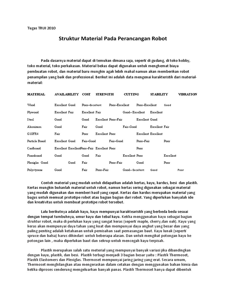 Struktur Material Pada Perancangan Robot | PDF