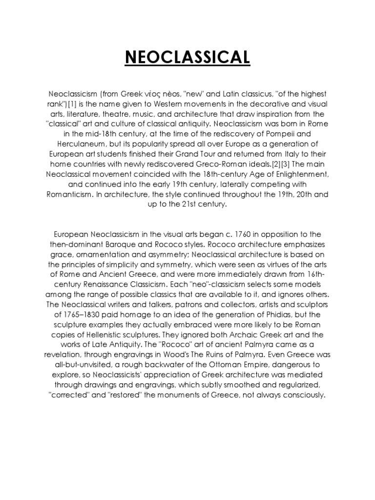 NEOCLASSICAL | PDF