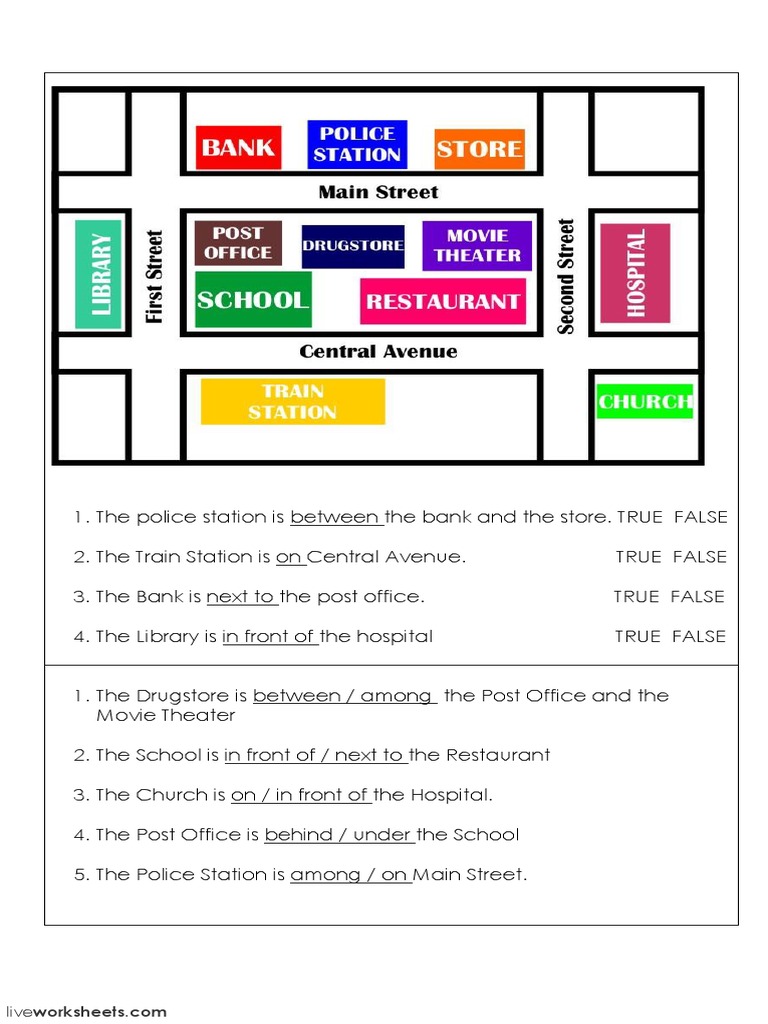 Preposition of Place On A Map PDF | PDF