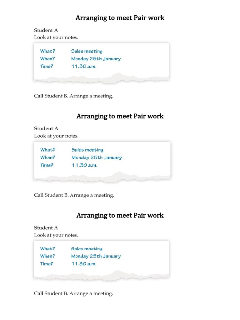 Arranging To Meet Pair Work | PDF | Career & Growth | Self-Improvement