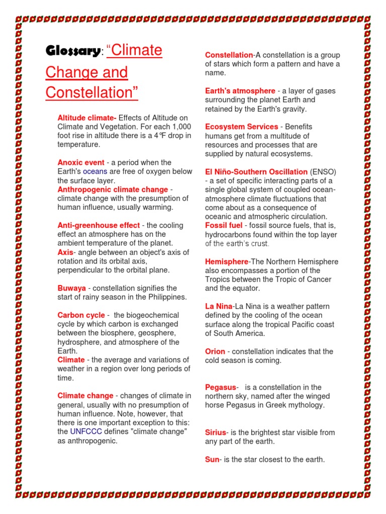 Climate Change and Constellation ": Glossary | PDF | Climate Change | Earth