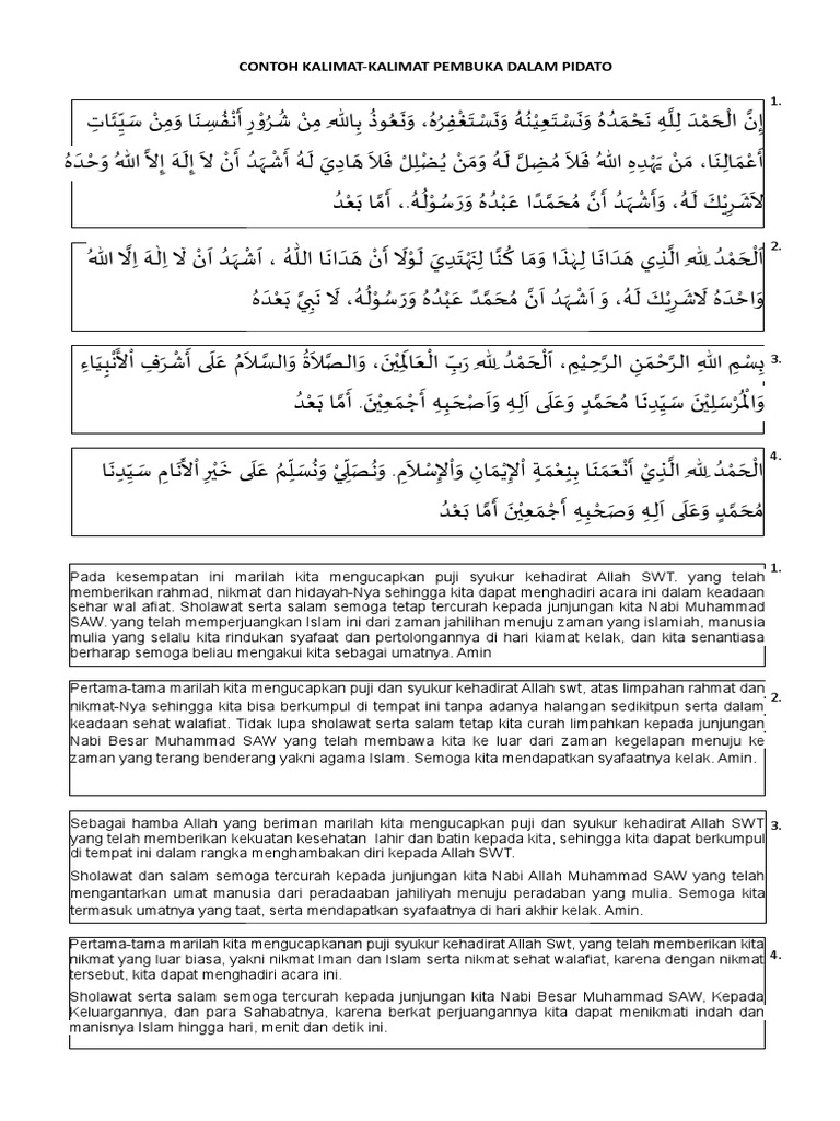 Kalimat Pembuka Dalam Pidato | PDF