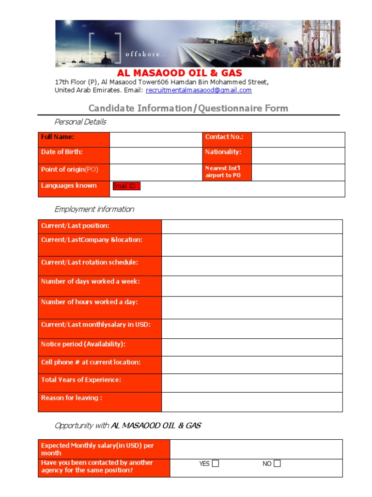 Application Form (Al Masaood Oil and Gas) PDF | PDF | United Arab ...