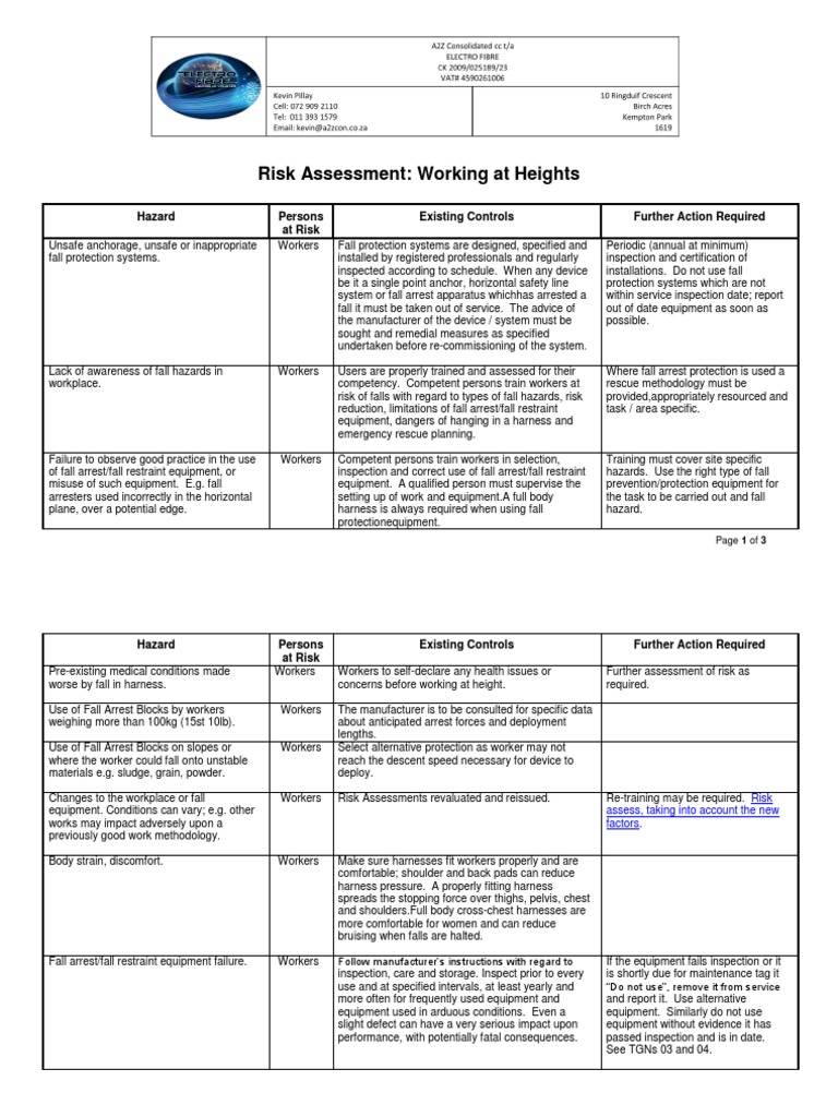 Working at Heights Risk Assessment Guide | PDF | Risk | Prevention