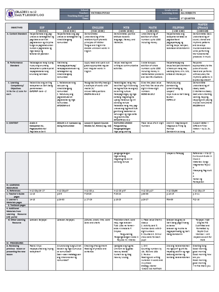 DLL All Subjects 2 q1 w3 d1 | PDF | Puzzles | Cognitive Science
