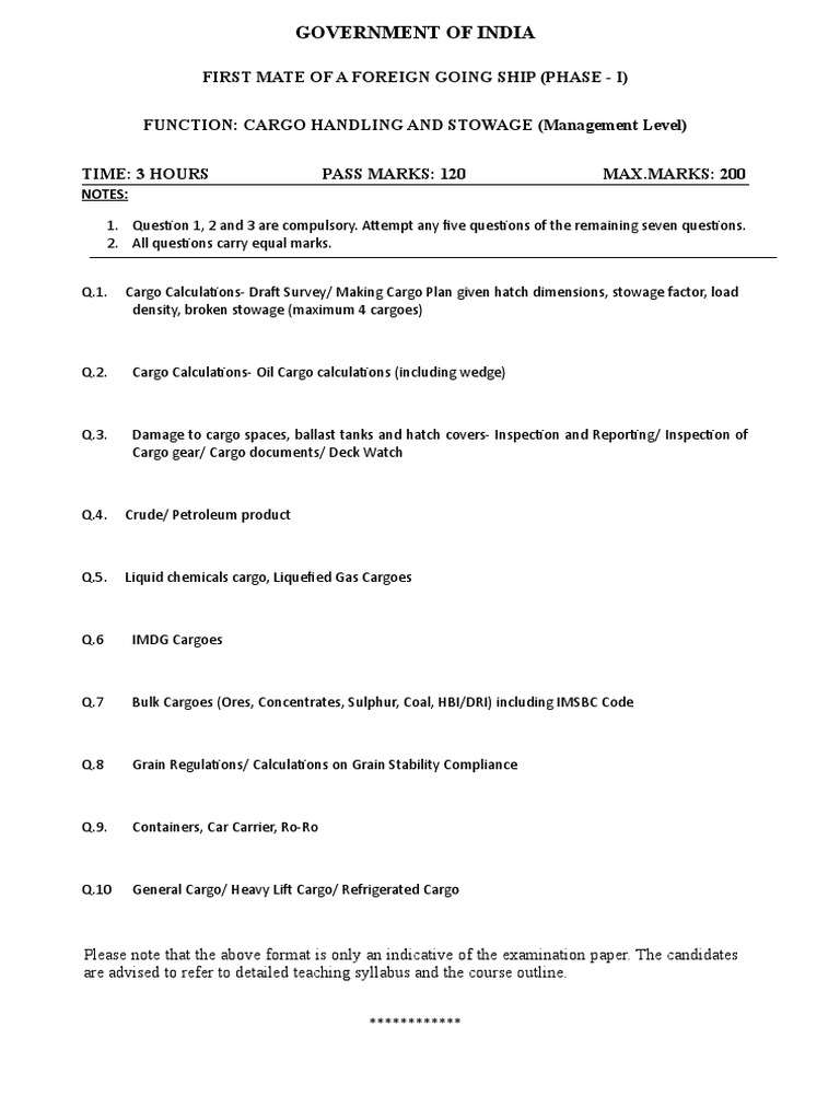 Chief Mates Phase 1 Paper Format | PDF | Ships | Competence (Human ...