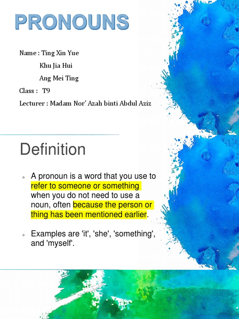 Name: Ting Xin Yue Khu Jia Hui Ang Mei Ting Class: T9 Lecturer: Madam ...