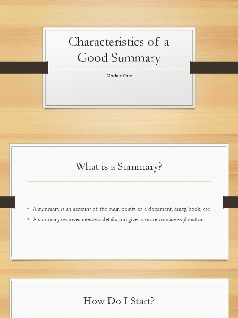 Characteristics of A Good Summary | PDF