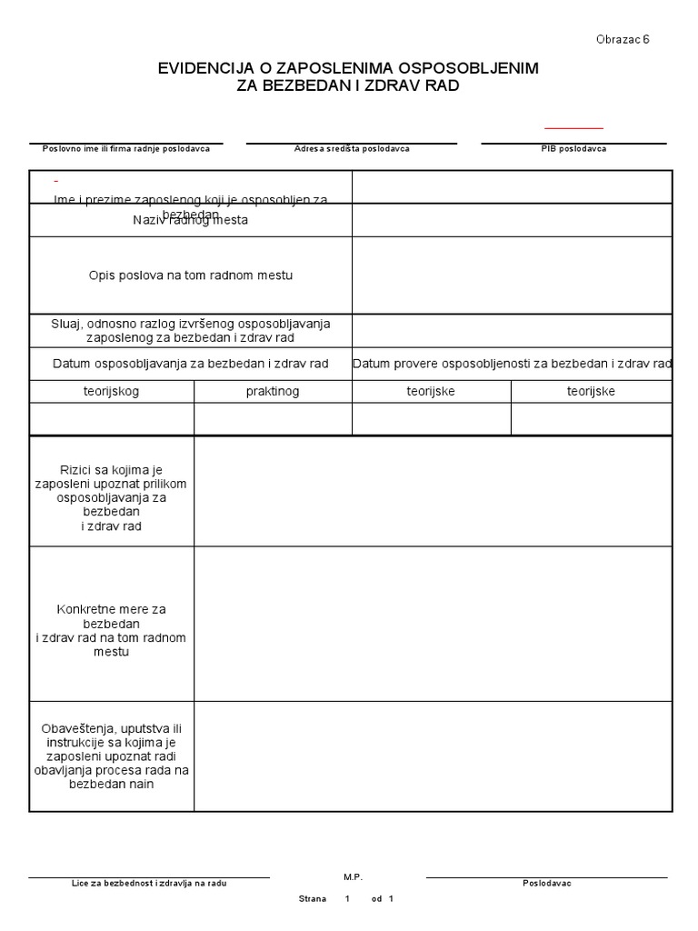Obrazac 6 Prazan