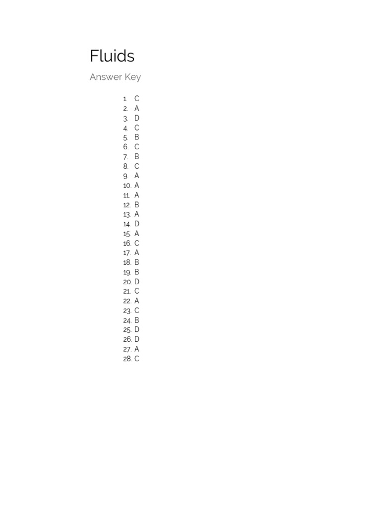 Fluids AnswerKey PDF | PDF | Teaching Methods & Materials