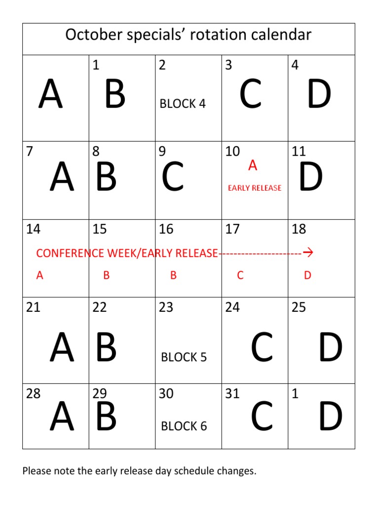 October Rotation Calendar | PDF