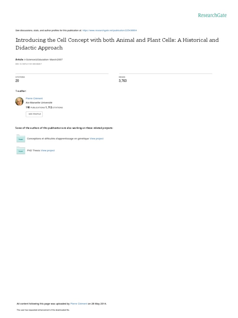 Introducing The Cell Concept With Both Animal and Plant Cells: A ...