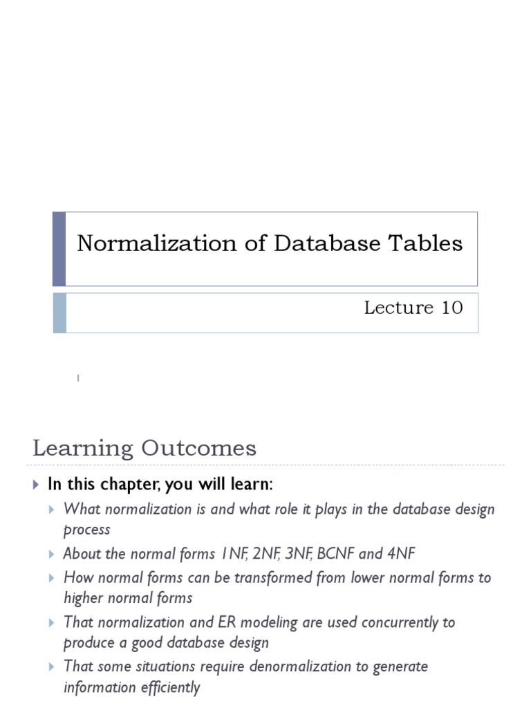 Lec10 Normalization PDF | PDF | Database Design | Software Design