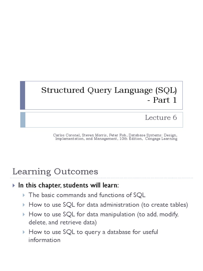 Lec6 - BasicSQL Part 1 PDF | PDF | Sql | Databases