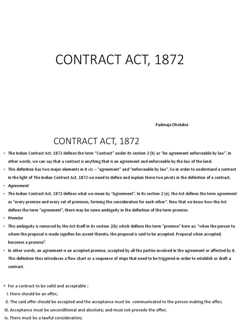 Contract Act, 1872 | PDF | Guarantee | Law Of Agency