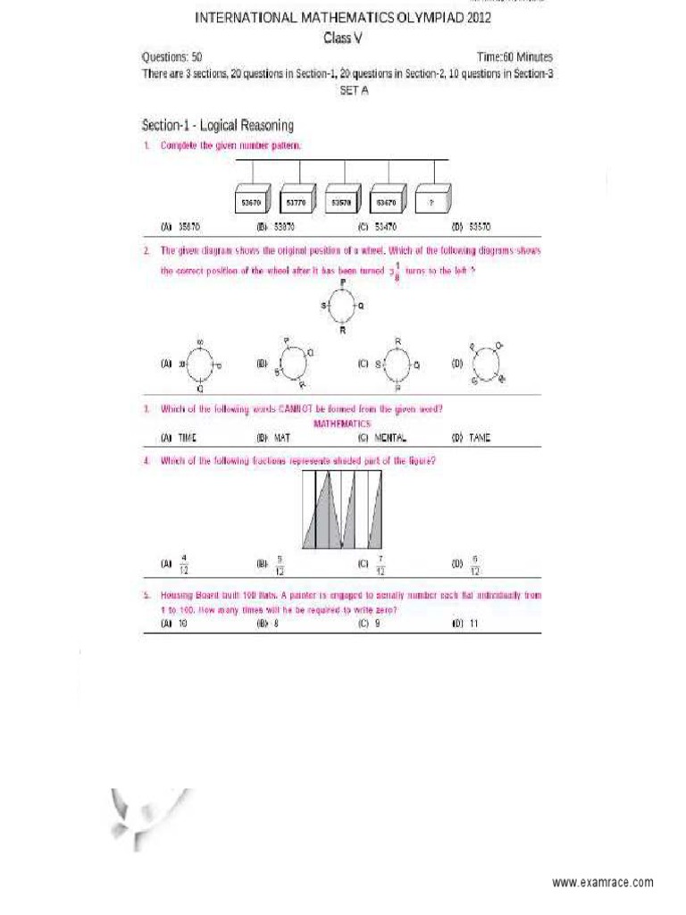 Section-1-Logical Reasoning: Class V | PDF