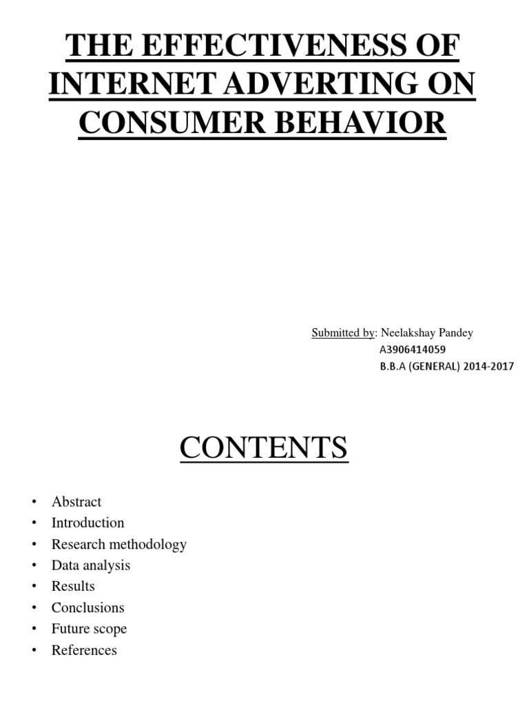 The Effectiveness of Internet Adverting On Consumer Behavior | PDF ...