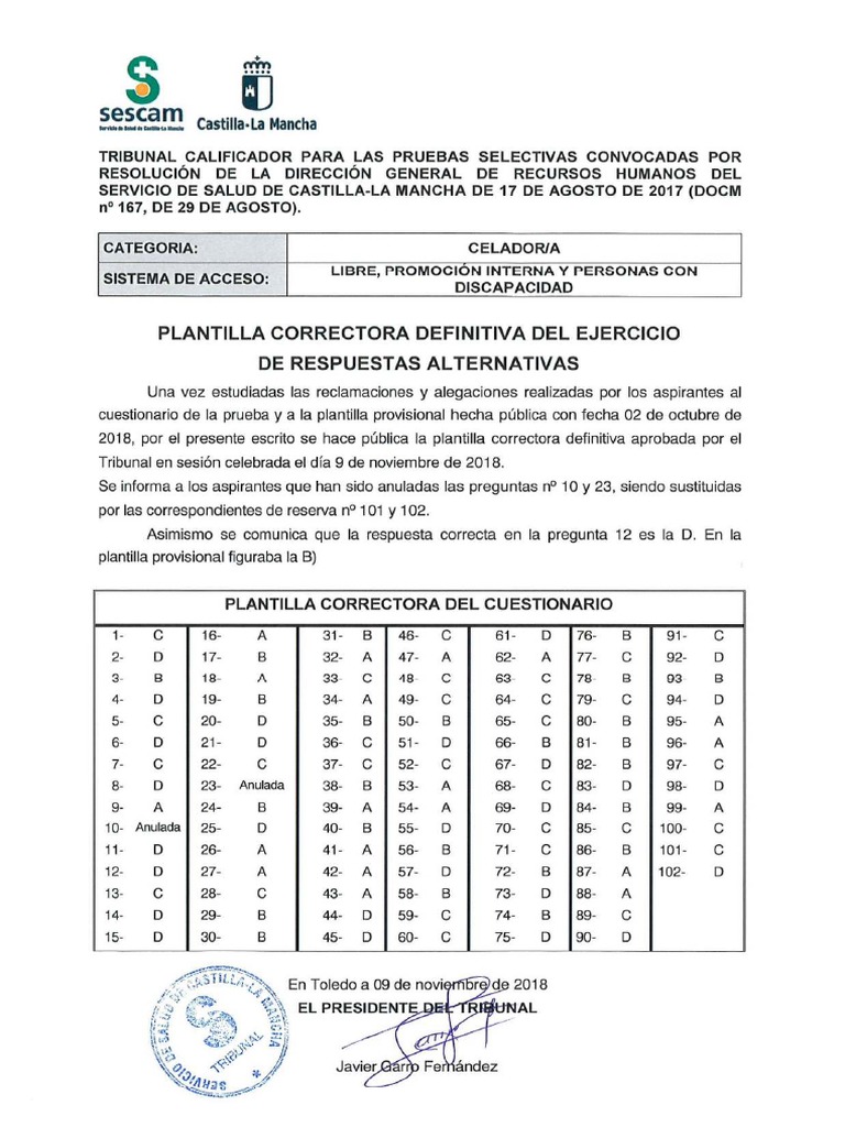 Plantilla Correctora Celador | PDF