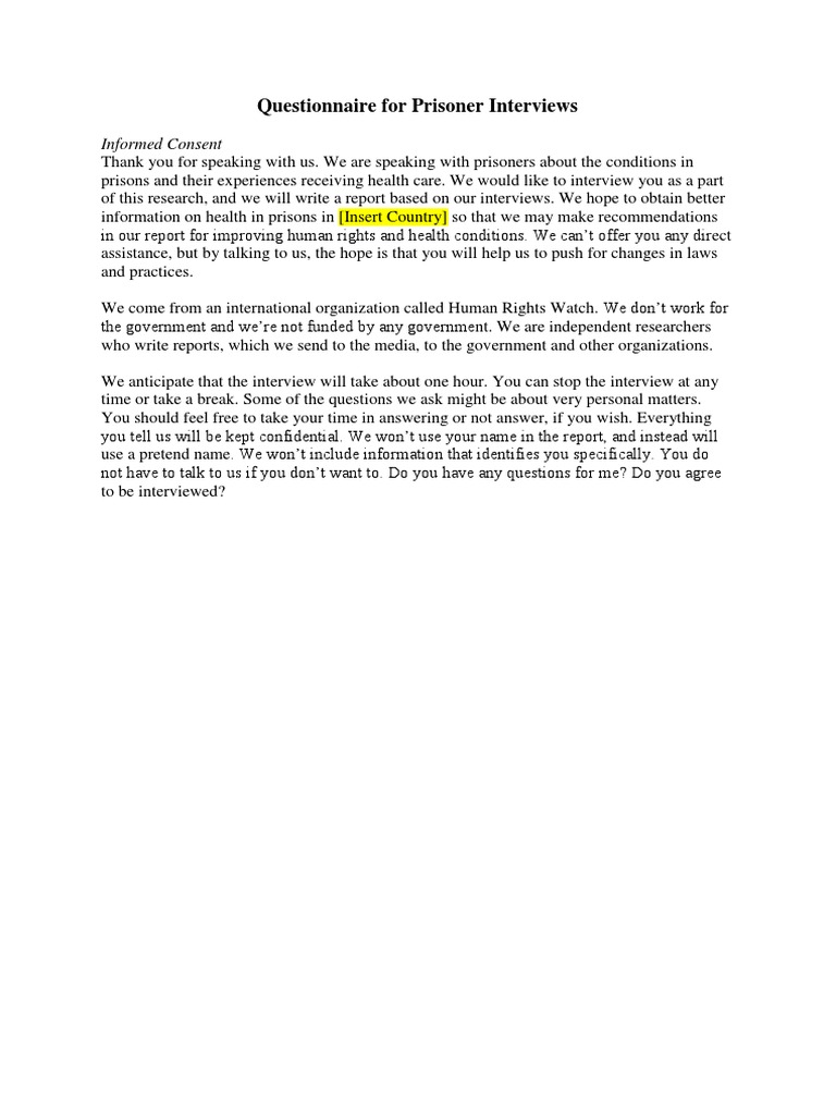 Interview For Prisoners | PDF | Prison | Remand (Detention)