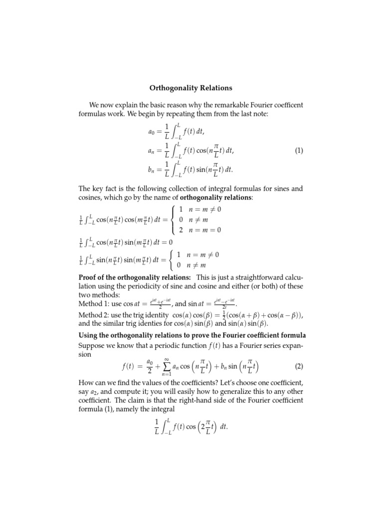 Proof of The Orthogonality Relations | PDF | Trigonometric Functions | Sine