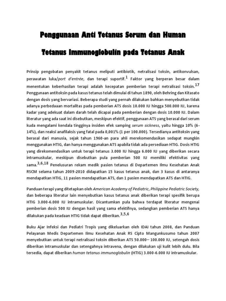 Penggunaan Anti Tetanus Serum Dan Human | PDF | Sains & Matematika