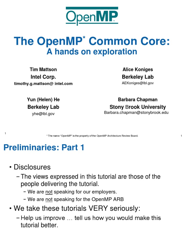 OMP Common Core-Voss | PDF | Thread (Computing) | Parallel Computing