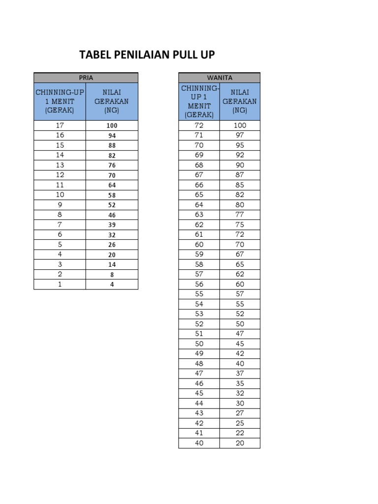 Chinning-Up 1-Minute Score Chart | PDF