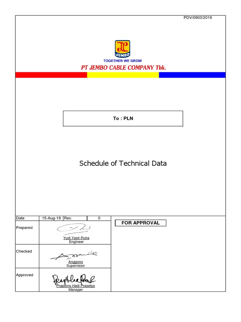 Schedule of Technical Data: To: PLN | PDF | Wire | Electrical ...