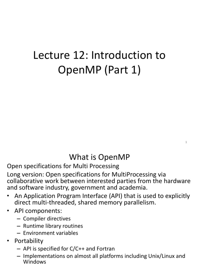 Lec 12 OpenMP | PDF | Process (Computing) | Thread (Computing)