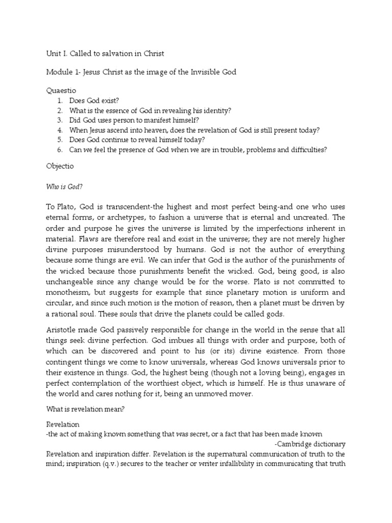 Module 1-Jesus As The Image of The Invisble God | PDF | Gospel Of ...