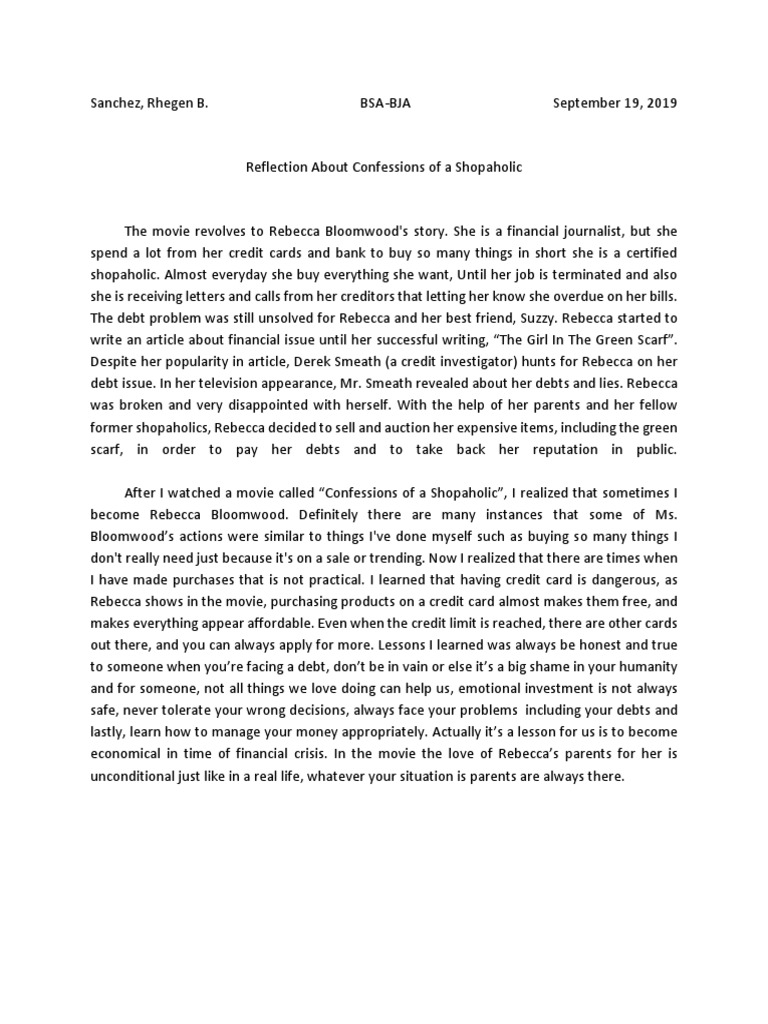 Reflection UTS | PDF | Credit Card | Debt