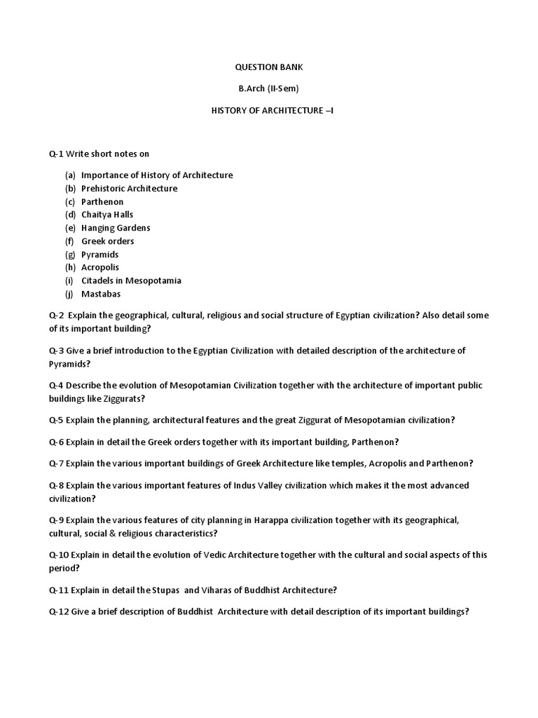 HOA Question Bank | PDF | Art | History