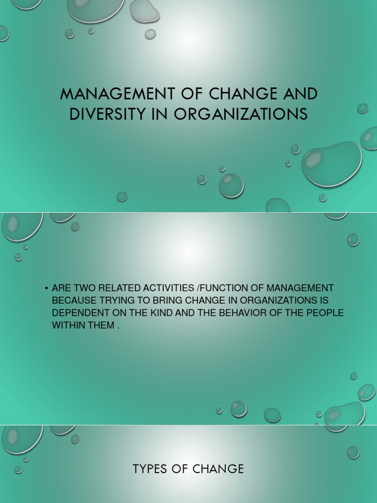 Management of Change and Diversity in Organizations | PDF ...