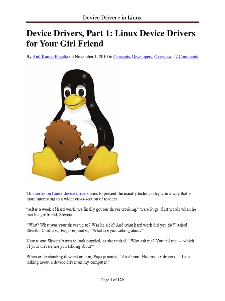 Device Drivers, Part 1: Linux Device Drivers For Your Girl Friend | PDF ...