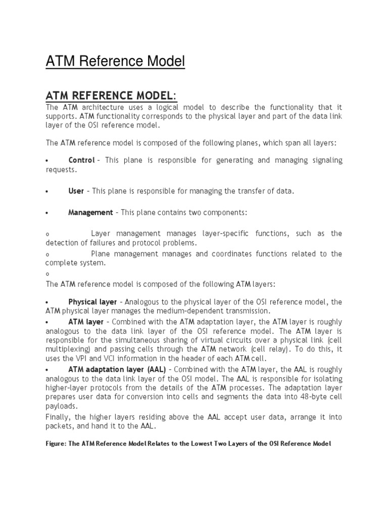 ATM Reference Model | PDF | Asynchronous Transfer Mode | Osi Model