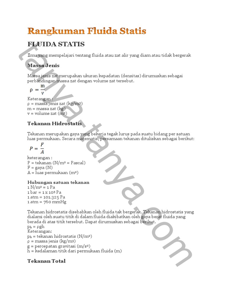 Rangkuman Fluida Statis PDF | PDF