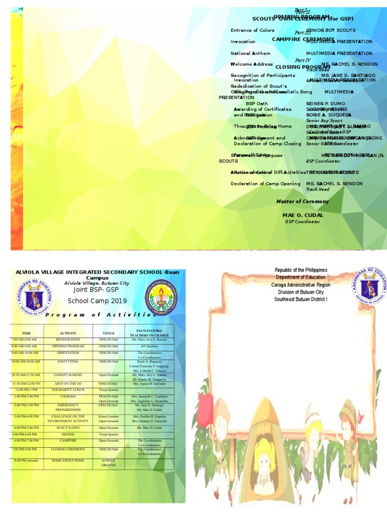 Opening Program Scouts' Own Ceremony (For GSP) : Track Head Adviser ...