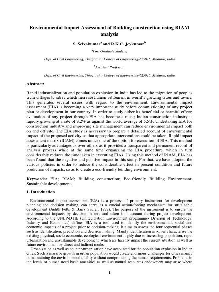 EIA of Building Construction Using RIAM Analysis Full Paper - IITGuw ...
