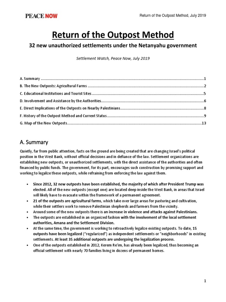 Return of The Outpost Method | PDF | Israeli Outpost | Israeli Settlement