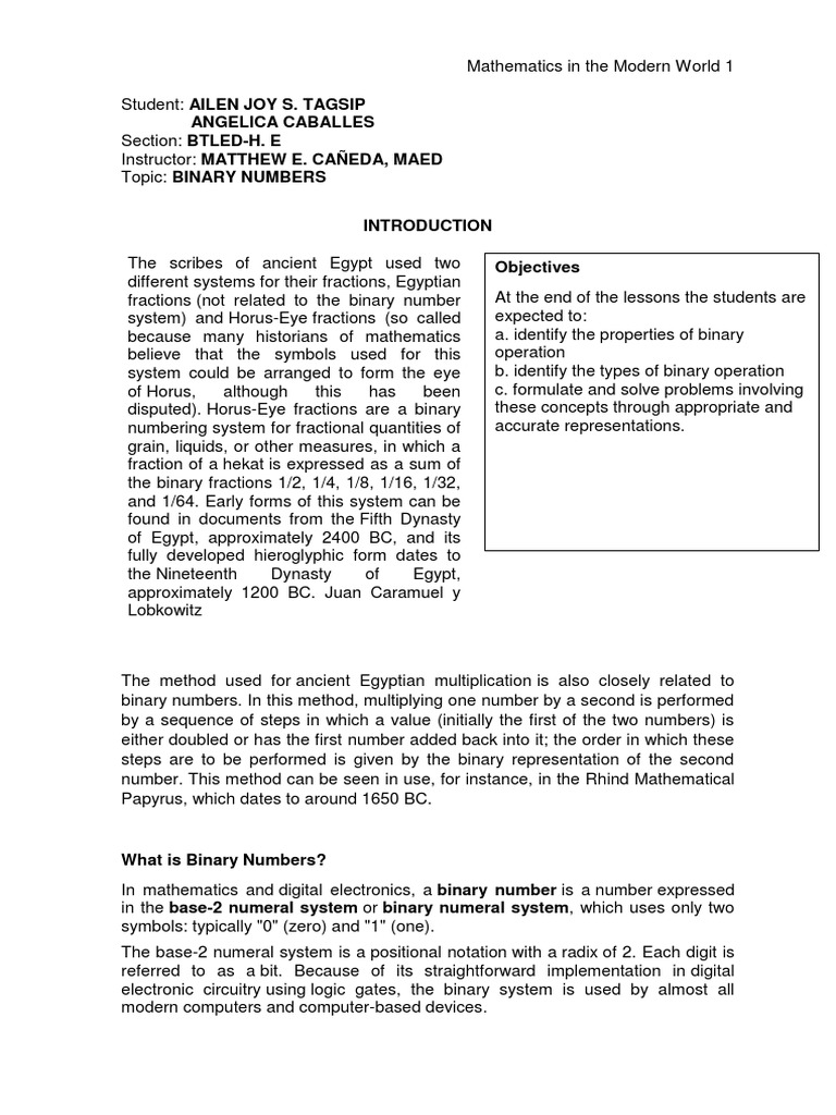 Binary Numbers | PDF | Arithmetic | Numbers