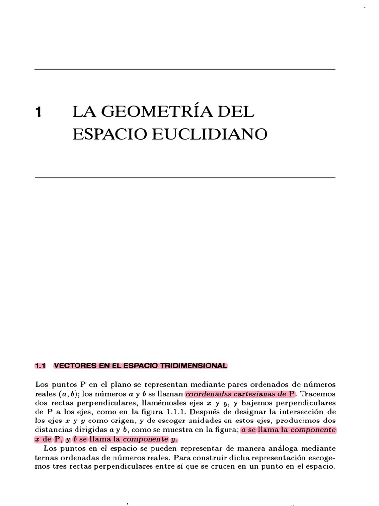 01 - La Geometria Del Espacio Euclidiano | PDF | Sistema de coordenadas ...