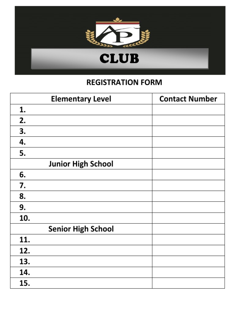 AP Club Registration Form | PDF