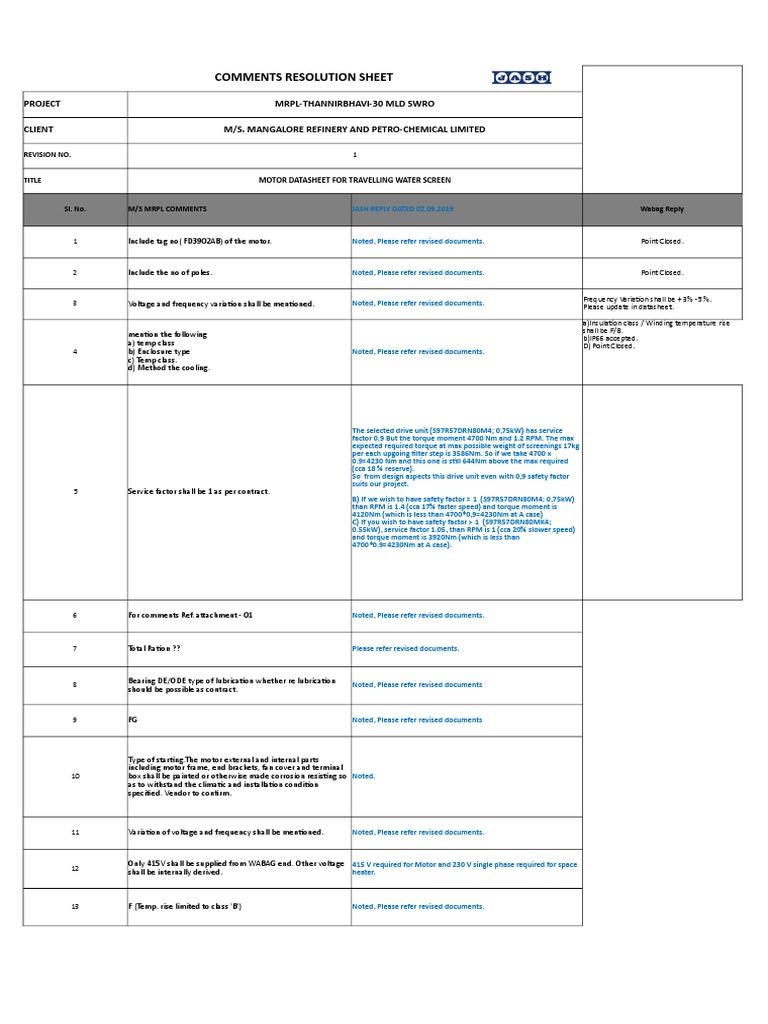 Comments Resolution Sheet | Download Free PDF | Paint | Manufactured Goods