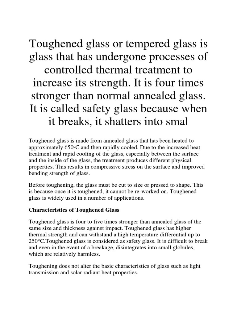 Characteristics of Toughened Glass | PDF | Glasses | Continuum Mechanics