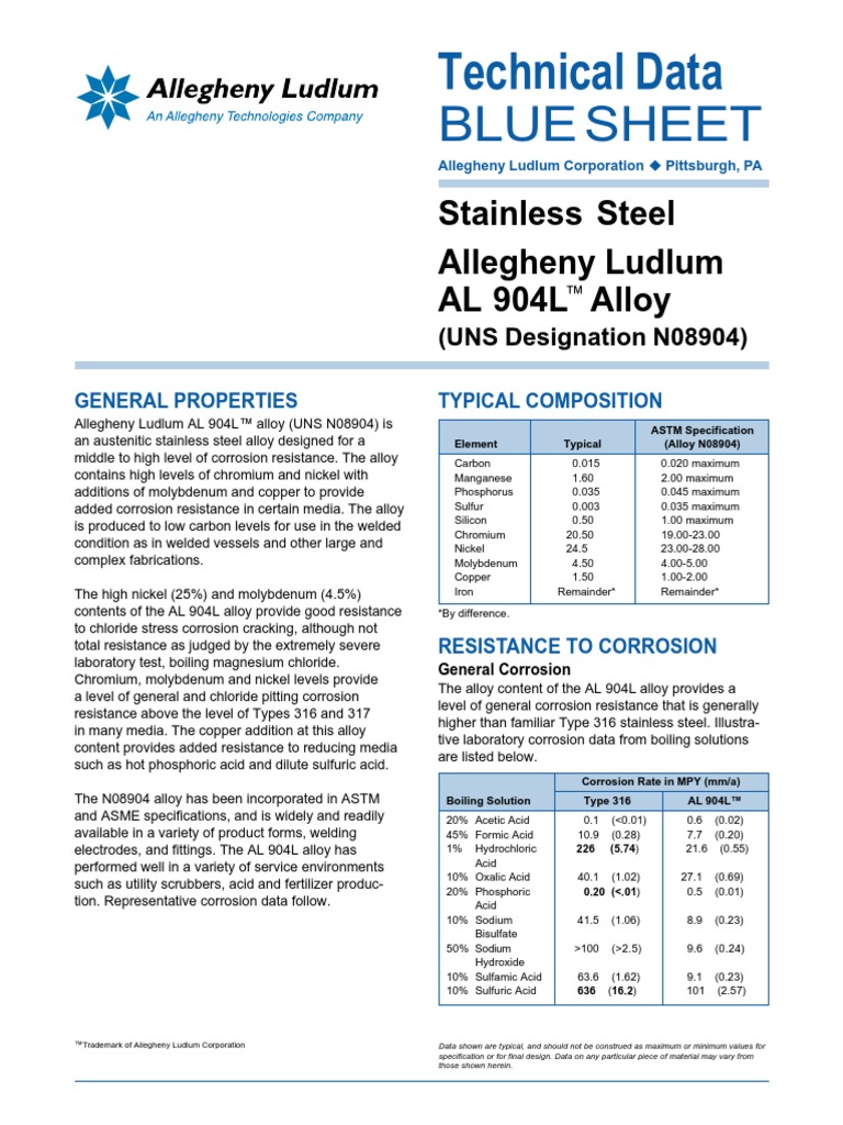 904L PDF | PDF | Stainless Steel | Corrosion