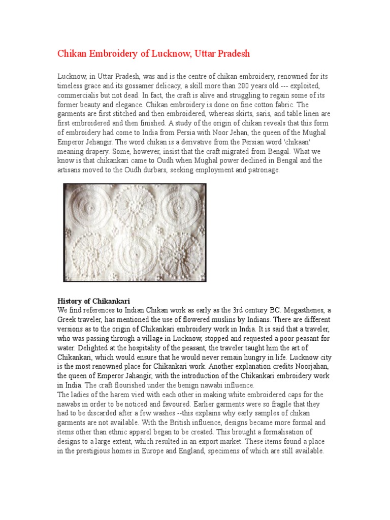 A Detailed History and Techniques of Chikankari Embroidery in Lucknow ...