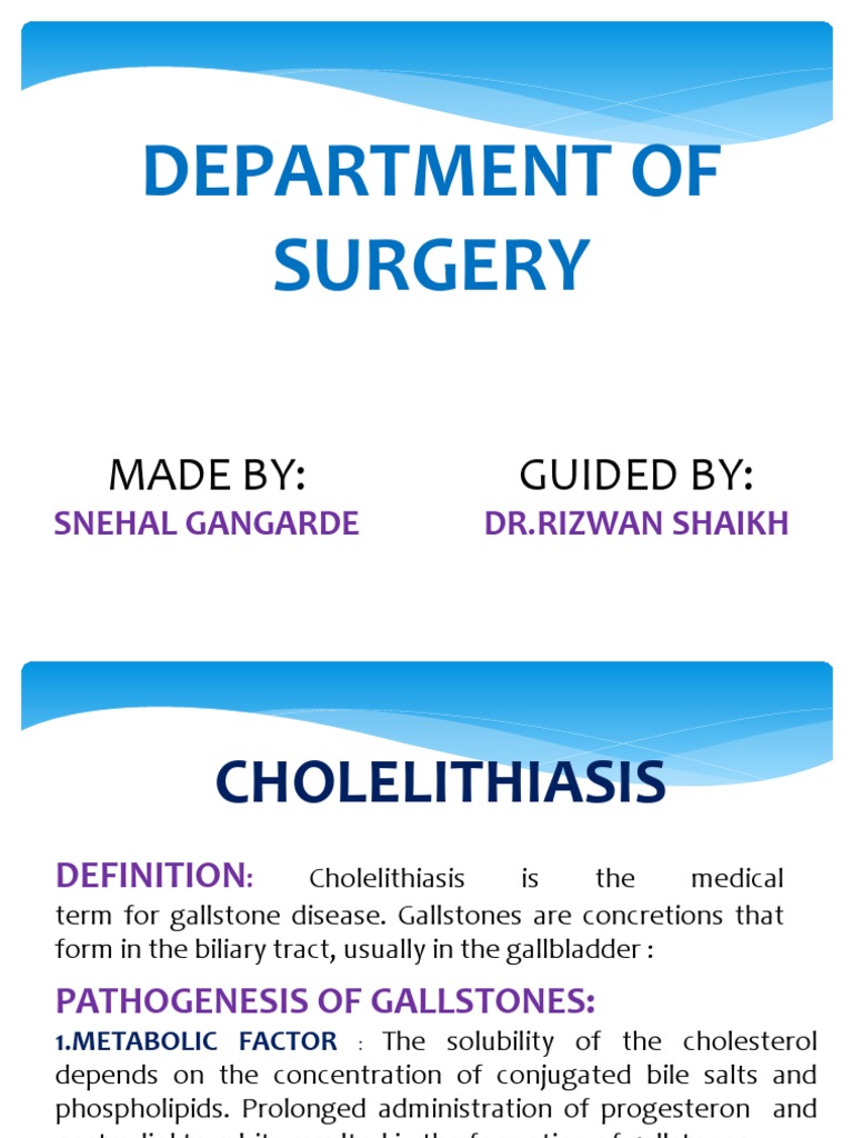Cholelithiasis Sne | PDF | Gallbladder | Bile