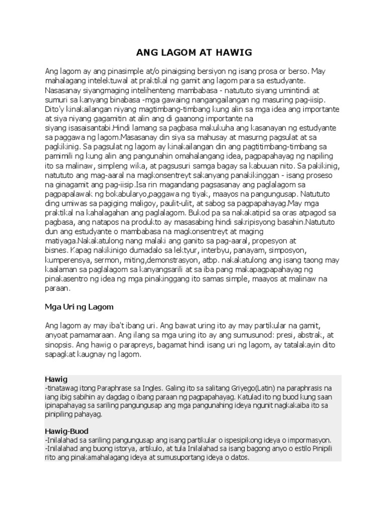 Ang Lagom at Hawig | PDF