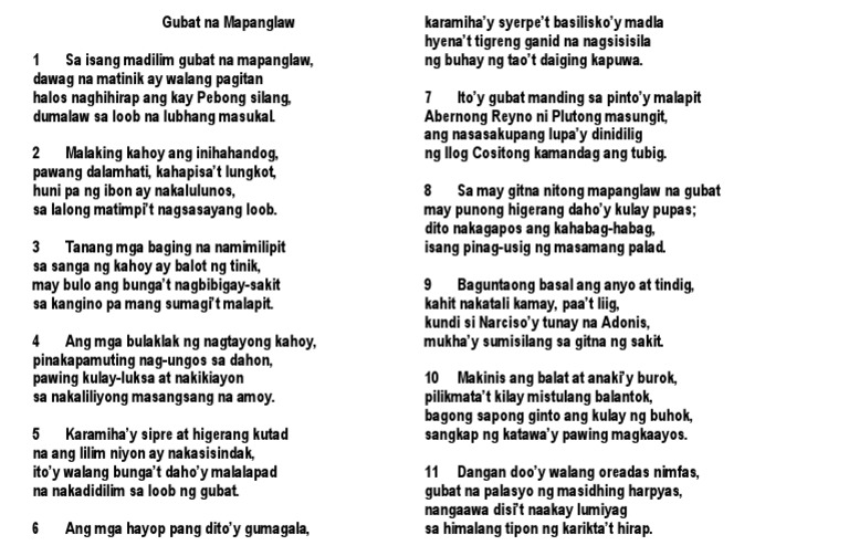 Aralin 1 Gubat Na Mapanglaw | PDF