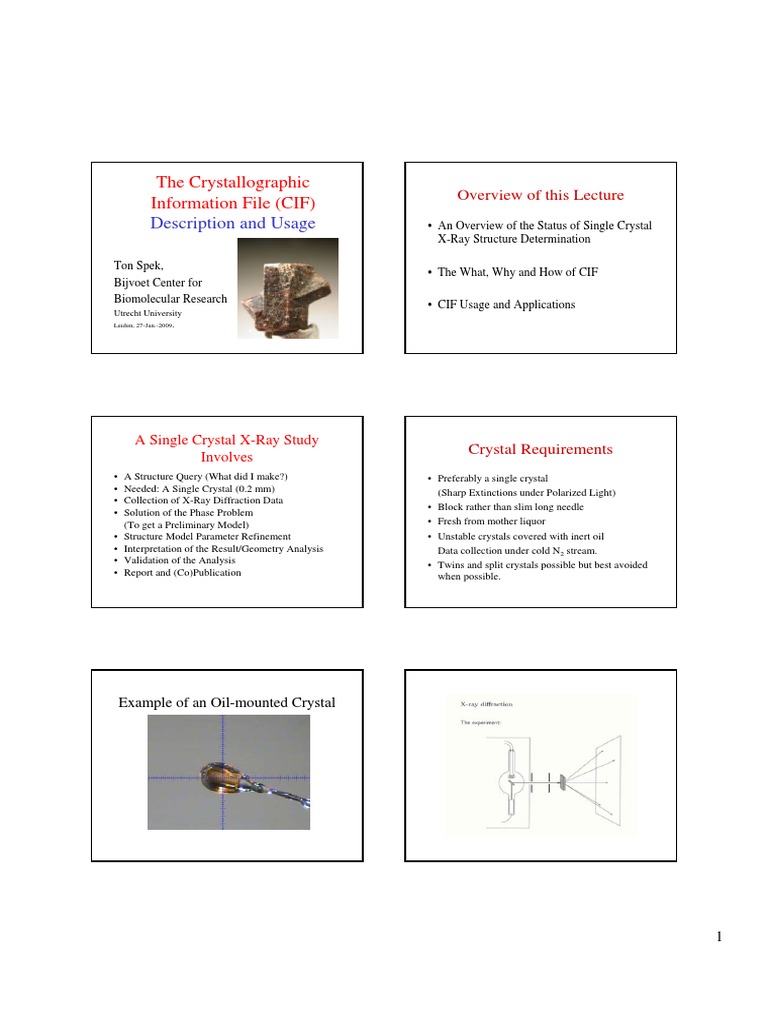 CIF Descrption An Usage PDF | PDF | X Ray Crystallography | Applied And ...